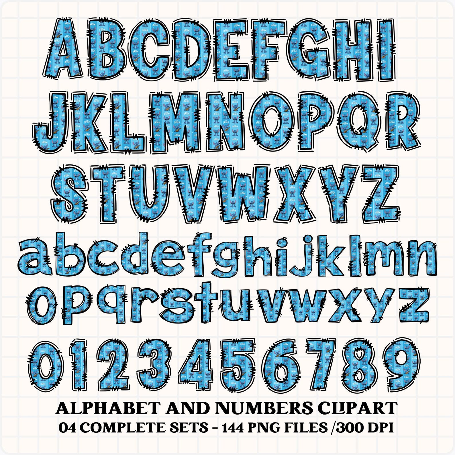 Lilo and Stitch Alphabet Clipart 300dpi Transparent PNG. 4 Styles With ...