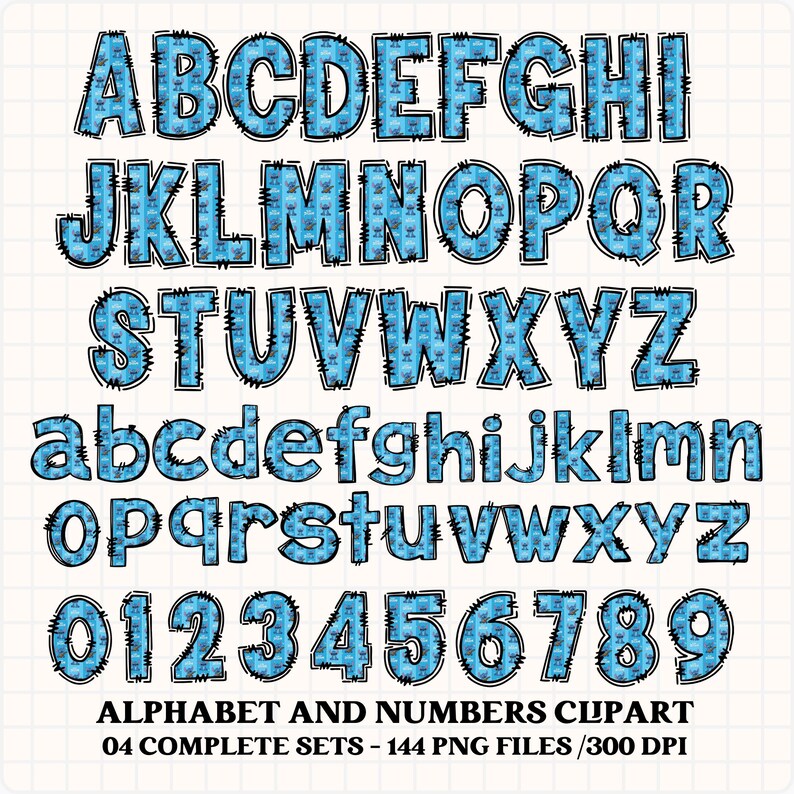 Lilo and Stitch Alphabet Clipart 300dpi Transparent PNG. 4 Styles With ...