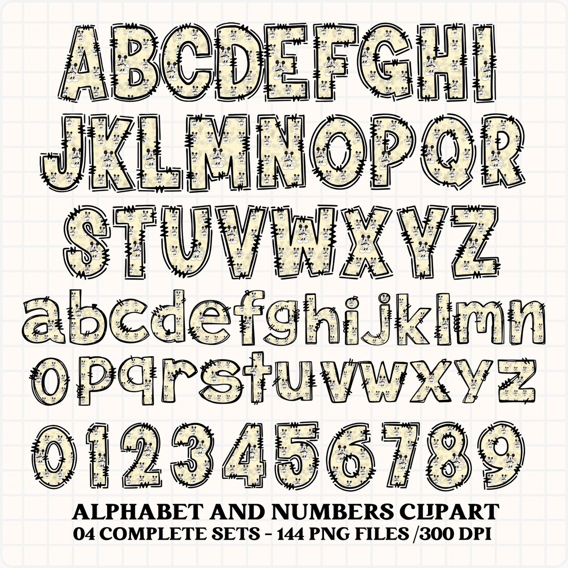 Mickey Mouse Alphabet Clipart 300dpi Transparent PNG. 4 Styles With ...
