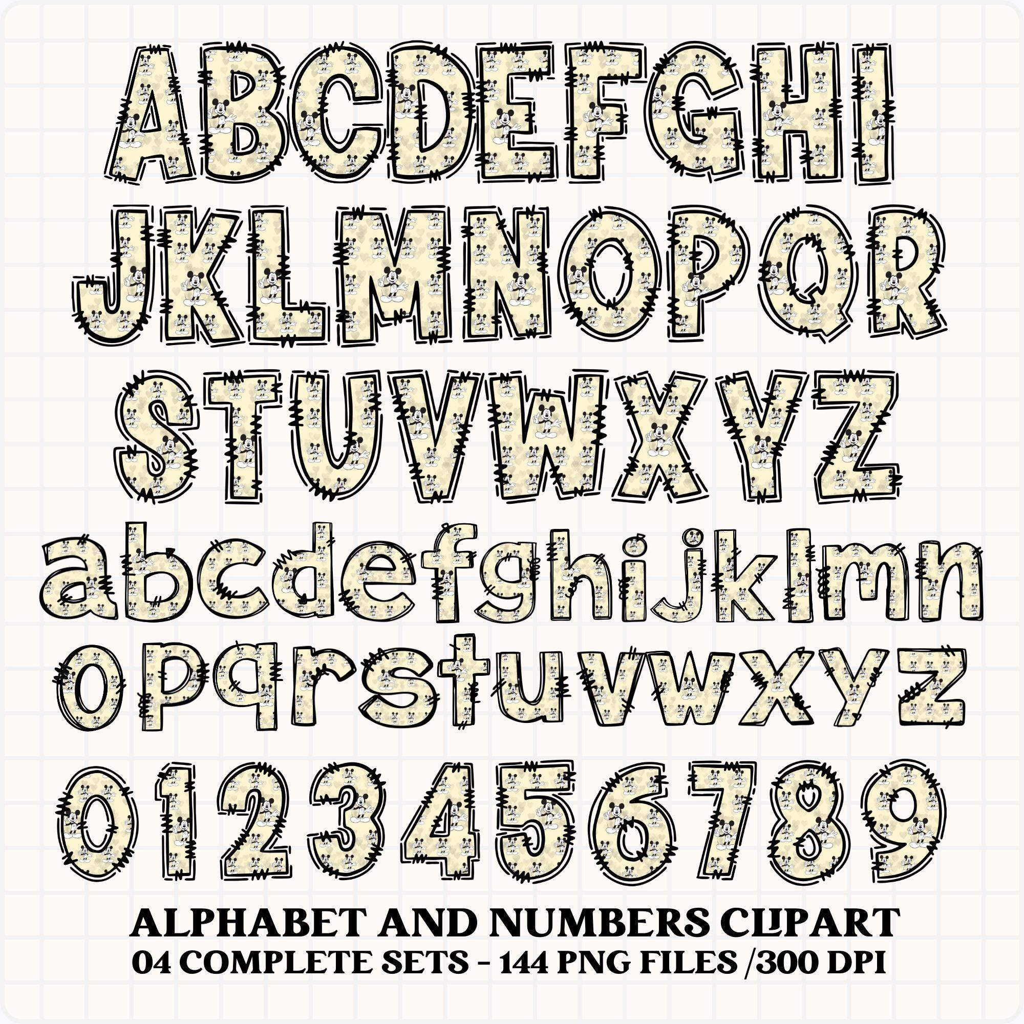 Mickey Mouse Alphabet Clipart 300dpi Transparent PNG. 4 Styles With ...