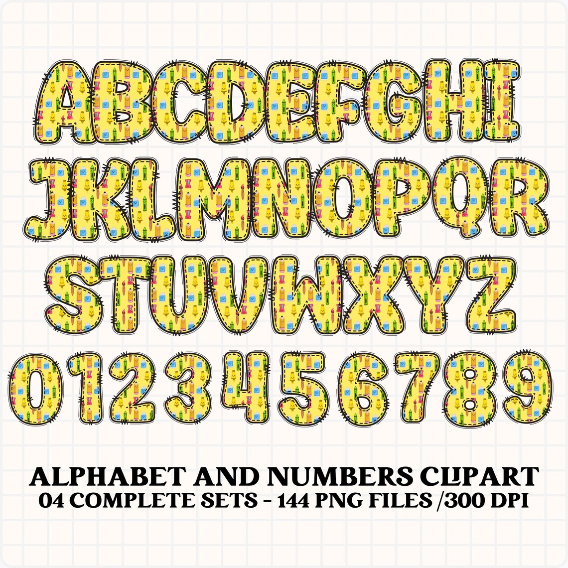 Back to School Alphabet Clipart PNG. 4 Styles With Back to School ...