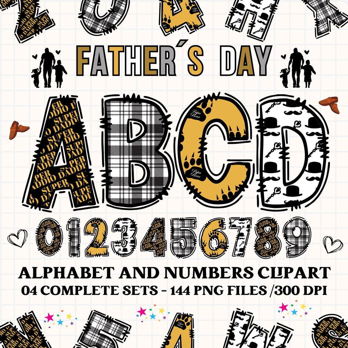 Fathers Day Alphabet Clipart PNG. 4 Styles With Fathers Day Cliparts ...