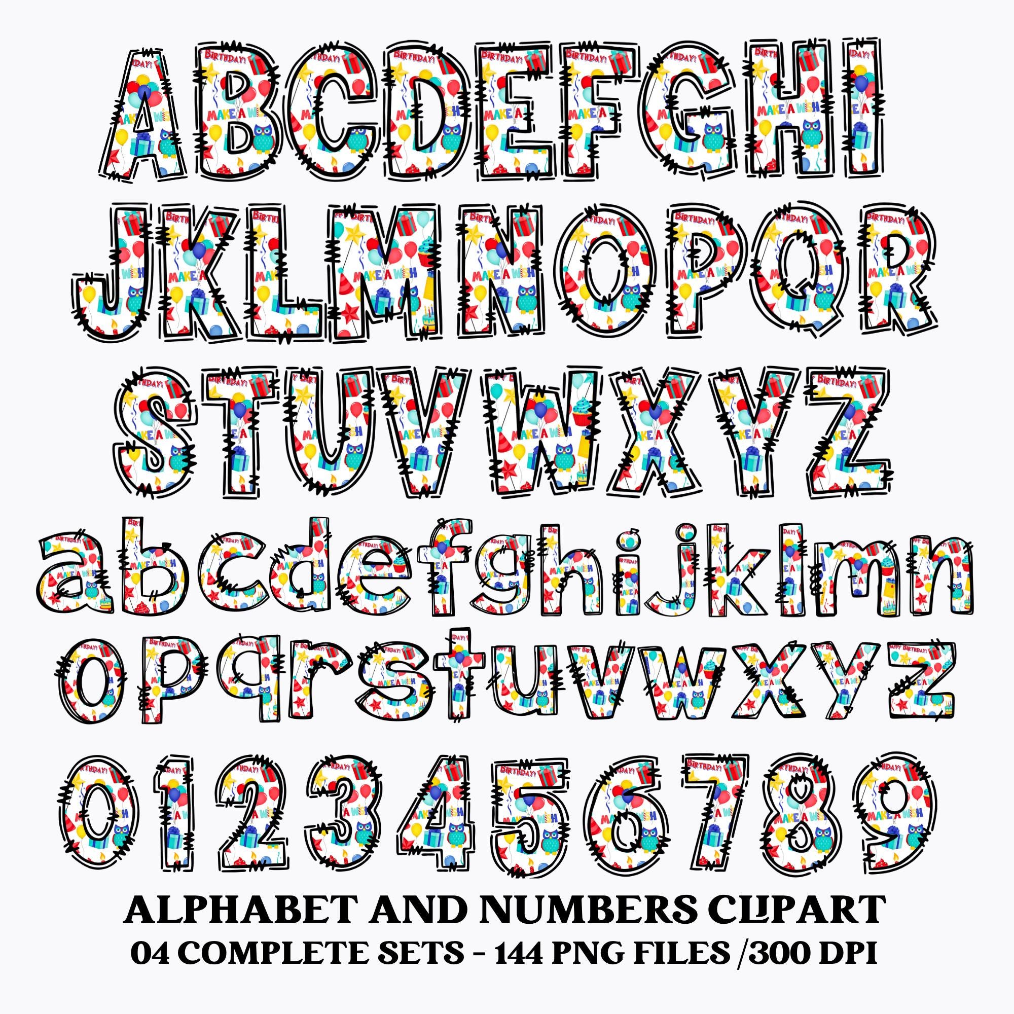 Birthday Alphabet Clipart PNG. 4 Styles With Birthday Clipart. Birthday ...