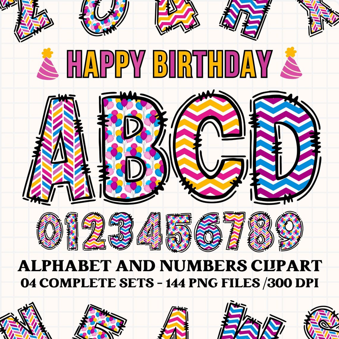 Birthday Alphabet Clipart PNG. 4 Styles With Birthday Clipart. Birthday ...