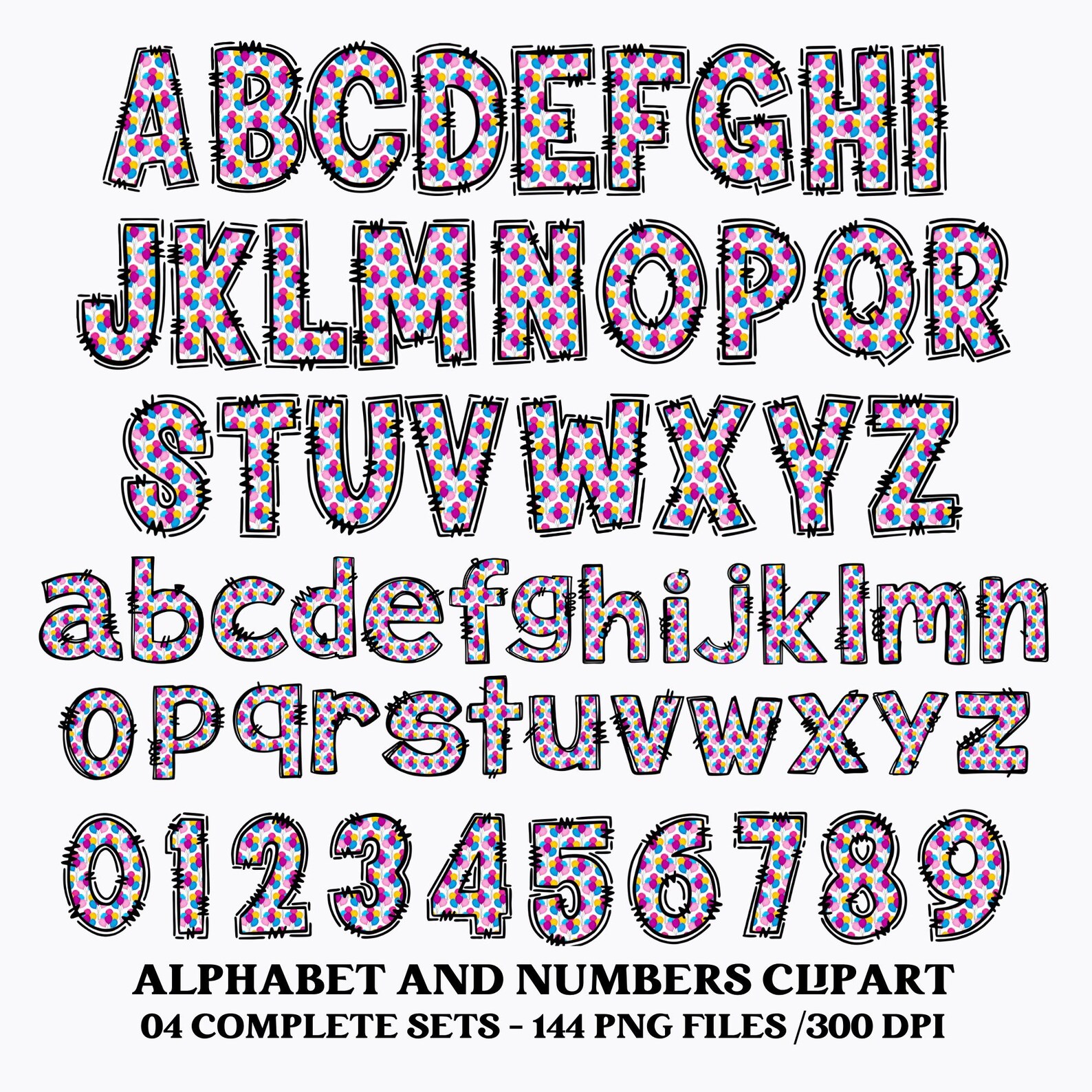 Birthday Alphabet Clipart PNG. 4 Styles With Birthday Clipart. Birthday ...