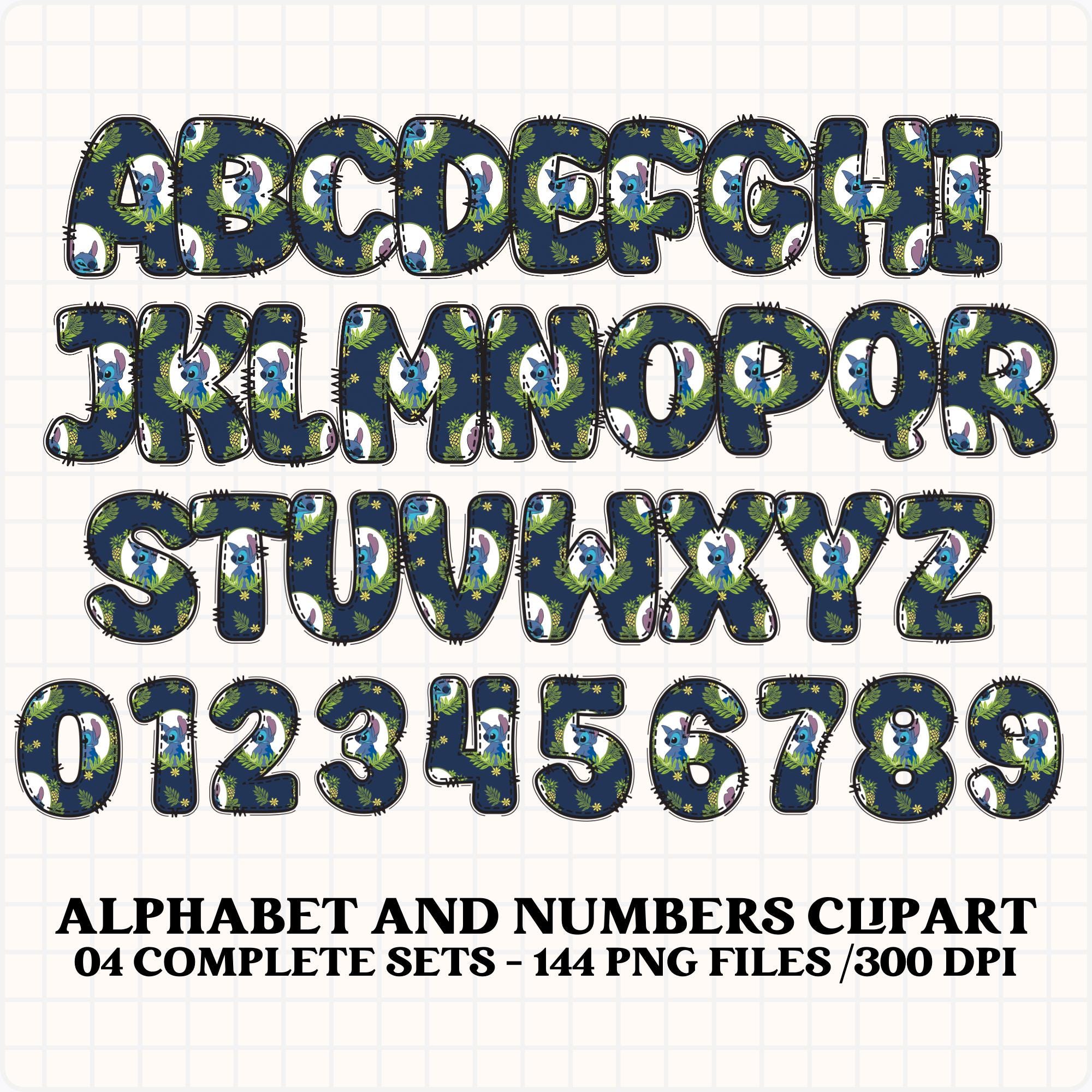 Lilo and Stitch Alphabet Clipart 300dpi Transparent PNG. 4 Styles With ...