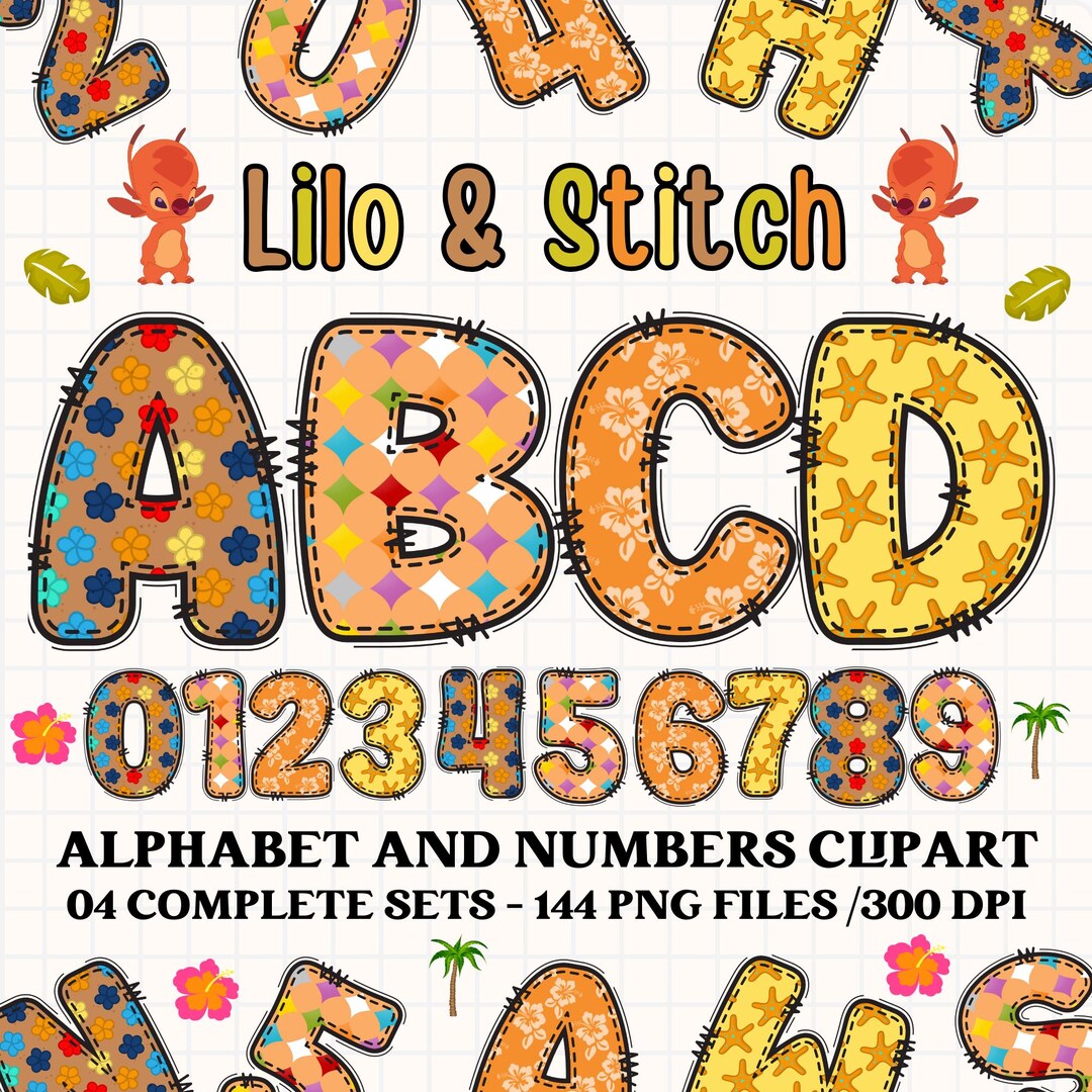 Lilo and Stitch Alphabet Clipart 300dpi Transparent PNG. 4 Styles With ...