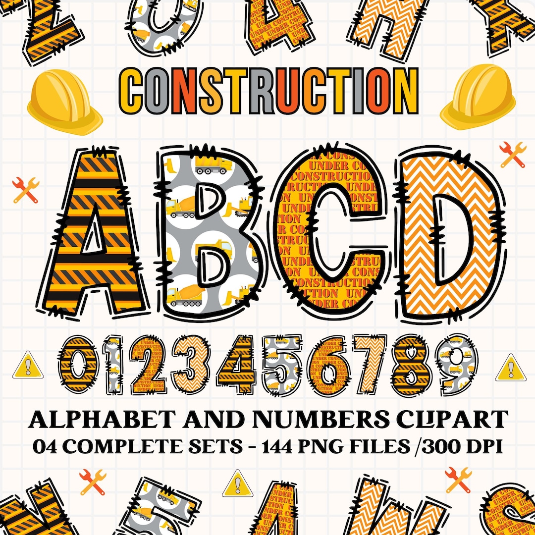 Construction Alphabet Clipart PNG. 4 Styles With Construction Cliparts ...