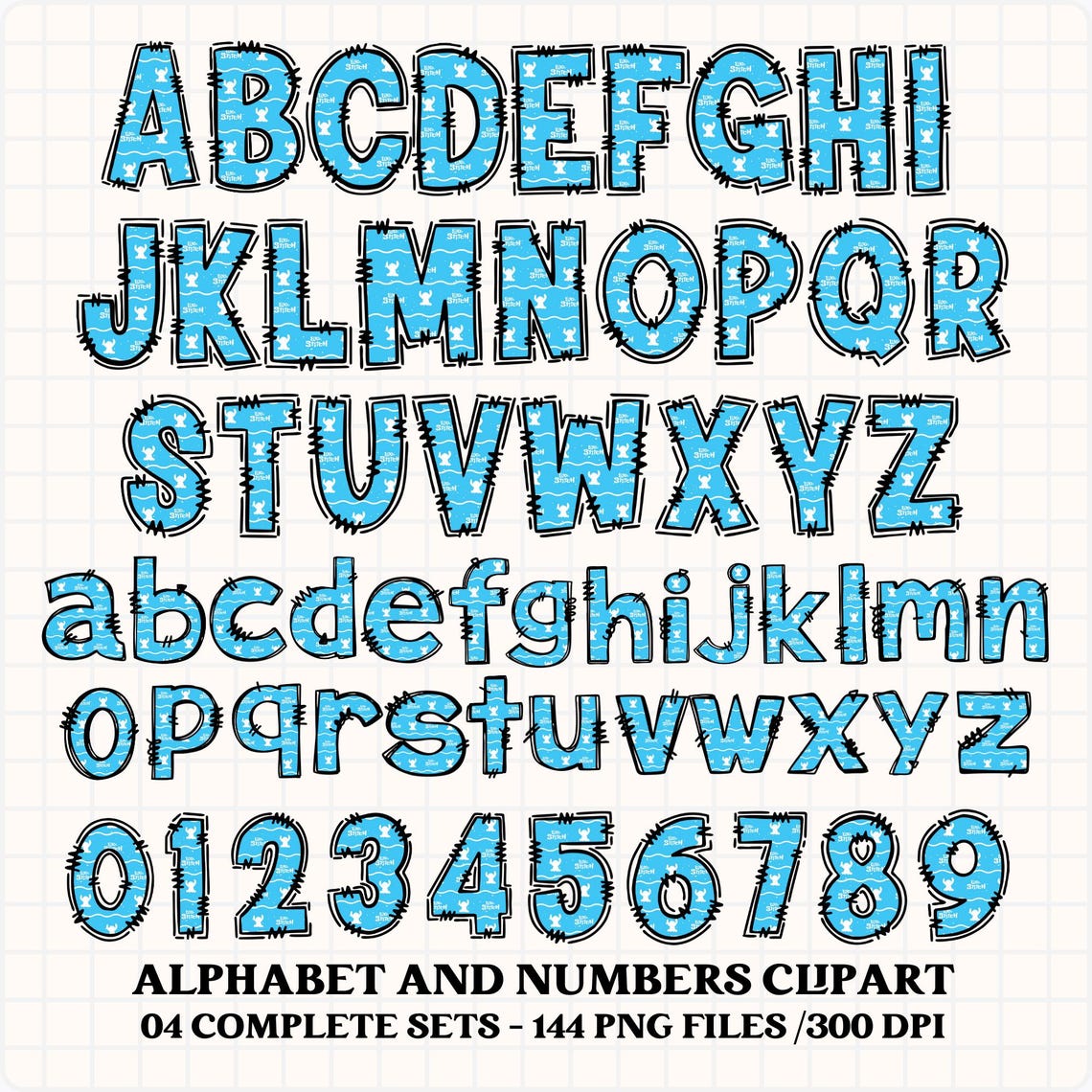 Lilo and Stitch Alphabet Clipart 300dpi Transparent PNG. 4 Styles With ...