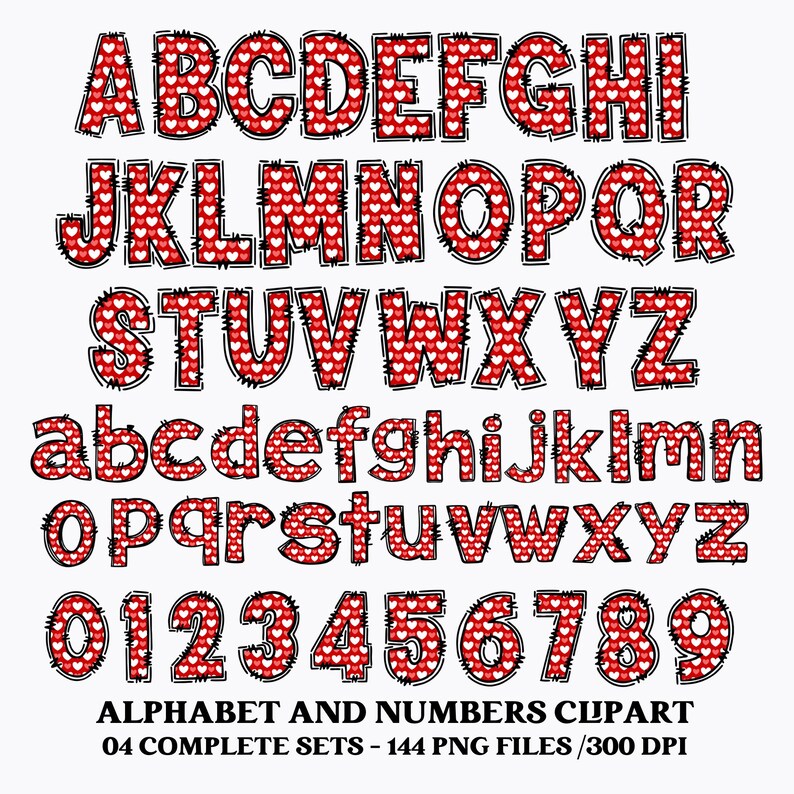 Valentines Day Alphabet Clipart PNG. 4 Styles With Valentine Day ...