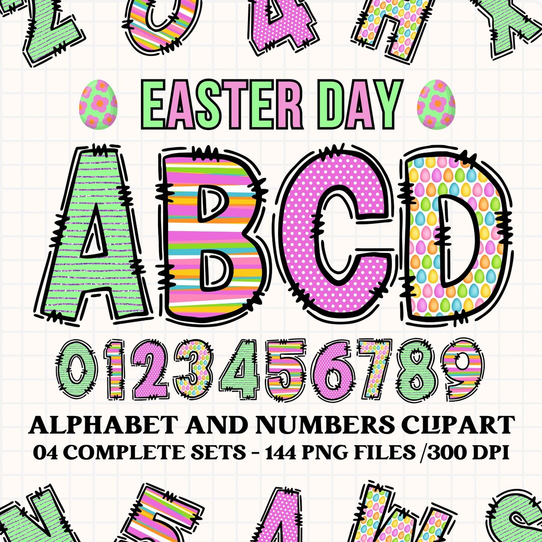 Easter Day Alphabet Clipart Letters 300dpi Transparent PNG. 4 Styles ...