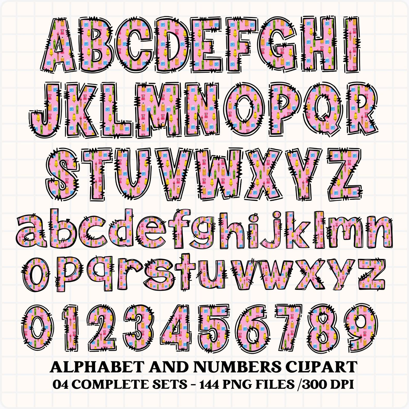 Back to School Alphabet Clipart PNG. 4 Styles With Back to School ...