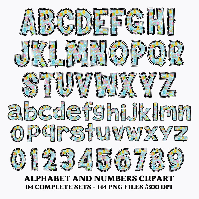 Easter Day Alphabet Clipart Letters 300dpi Transparent PNG. 4 Styles ...