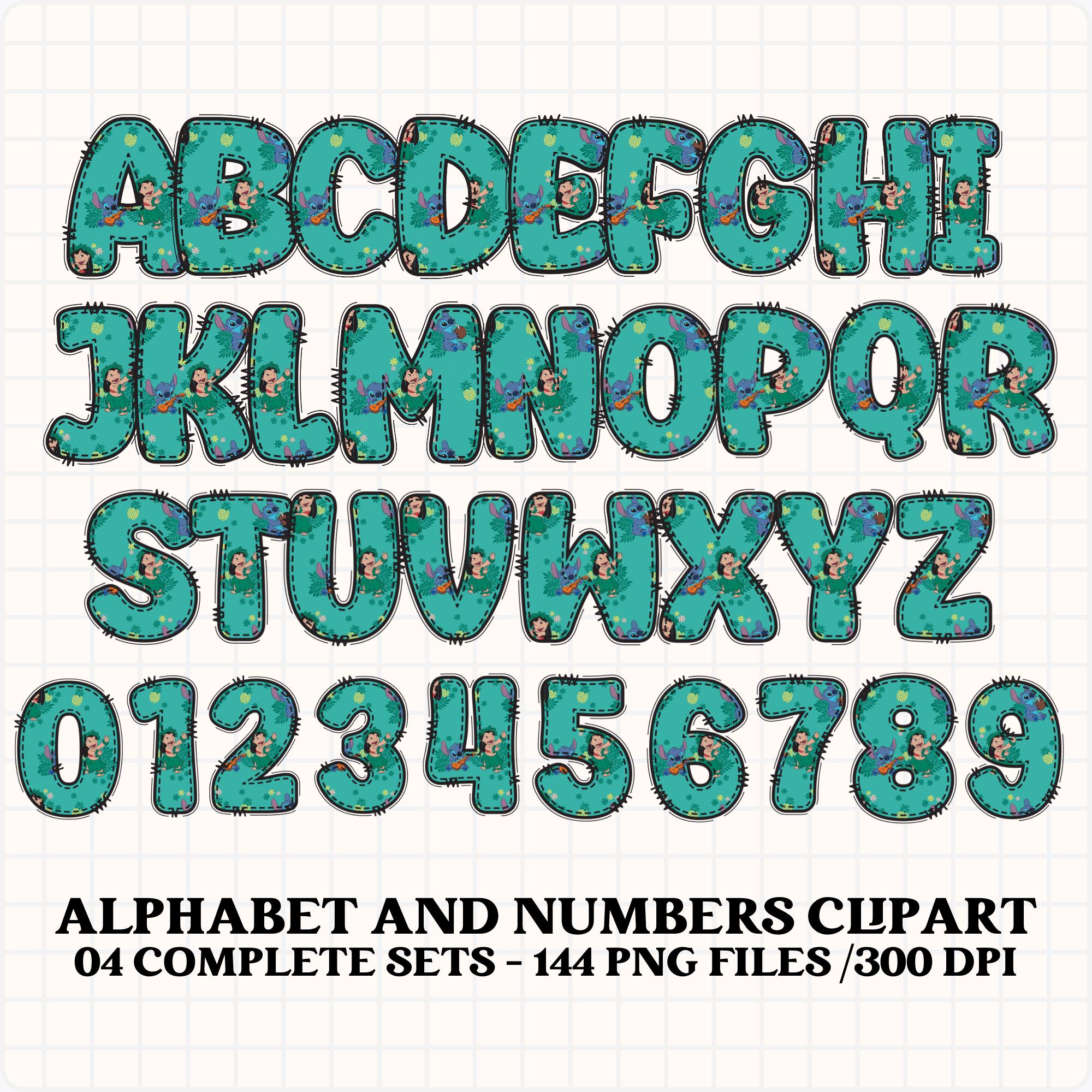 Lilo and Stitch Alphabet Clipart 300dpi Transparent PNG. 4 Styles With ...