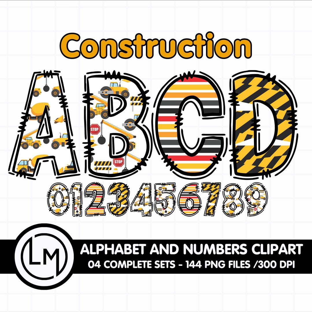 Construction Alphabet Clipart PNG. 4 Styles With Construction Cliparts ...