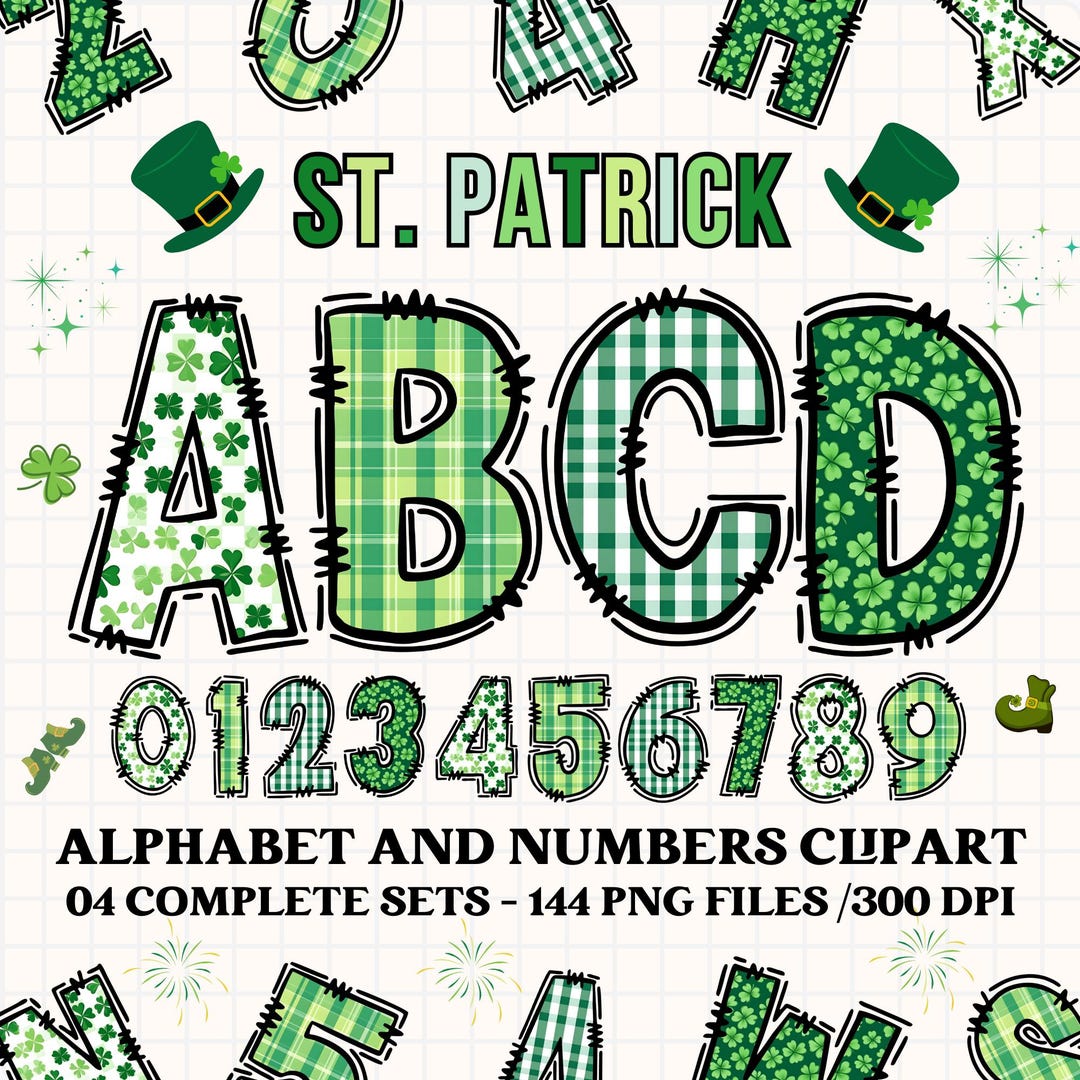 St Patrick Day Alphabet Clipart 300dpi Transparent PNG. 4 Styles With ...