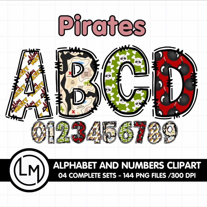 Pirates Alphabet Clipart PNG. 4 Styles With Pirates Clipart. Pirates ...