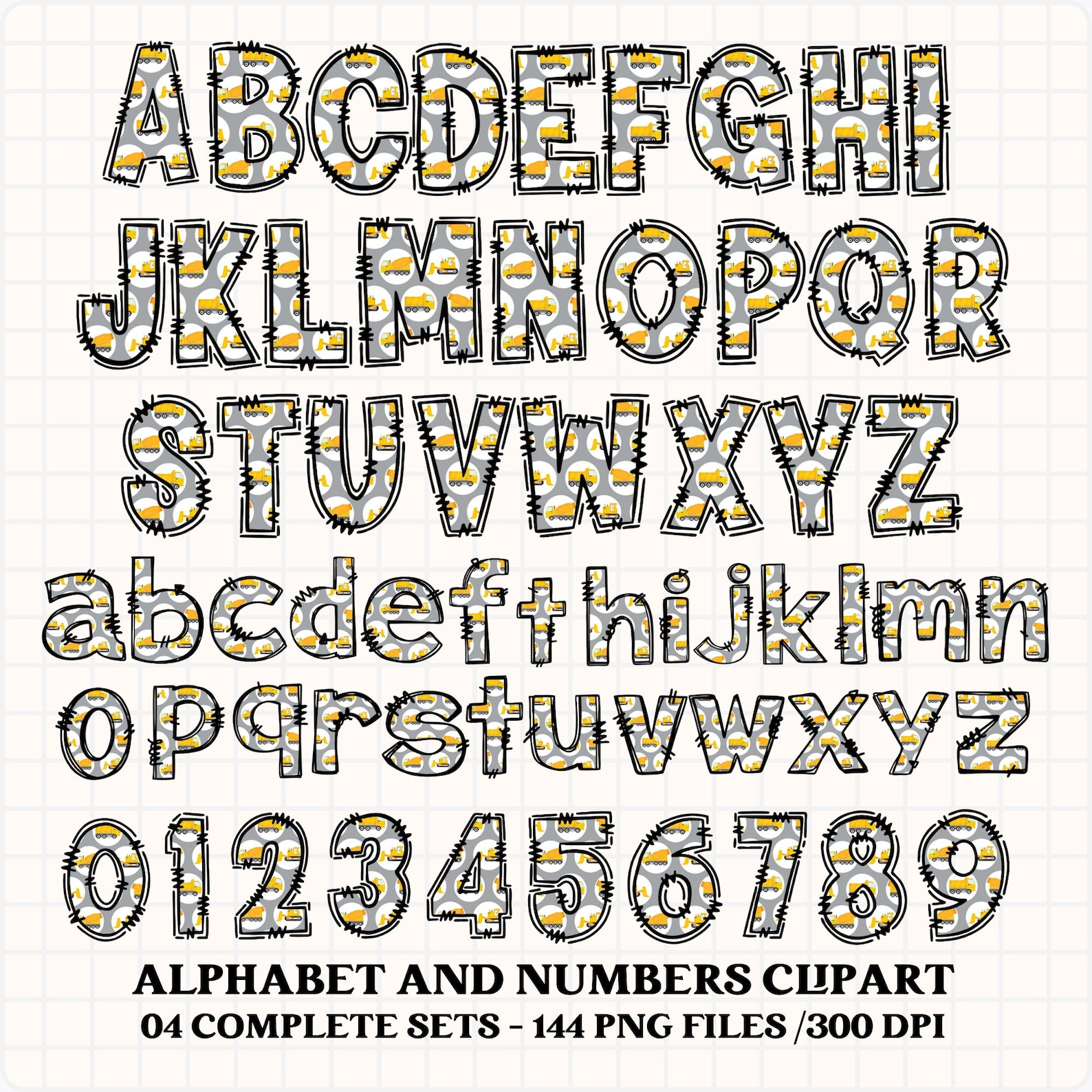 Construction Alphabet Clipart PNG. 4 Styles With Construction Cliparts ...