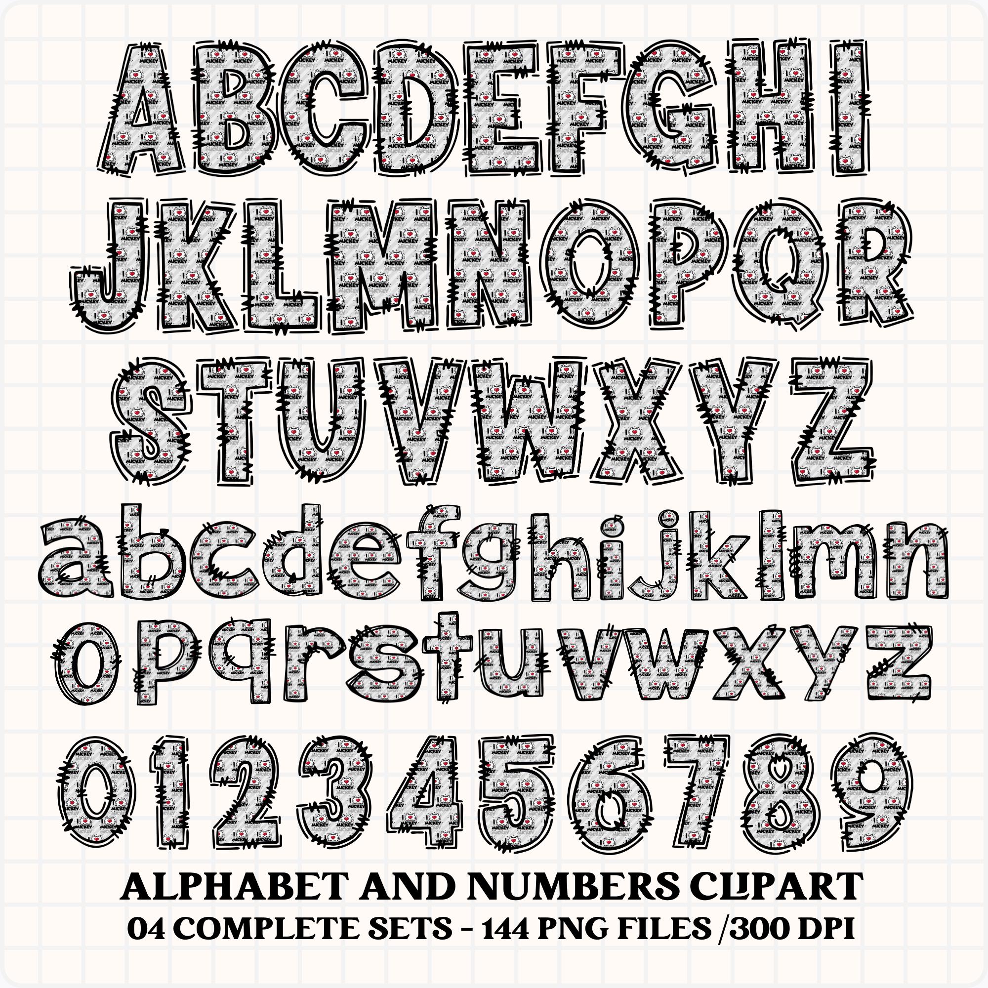 Mickey Mouse Alphabet Clipart 300dpi Transparent PNG. 4 Styles With ...