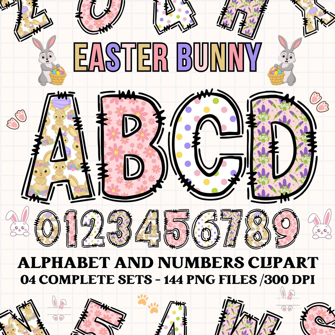 Easter Day Alphabet Clipart Letters 300dpi Transparent PNG. 4 Styles ...