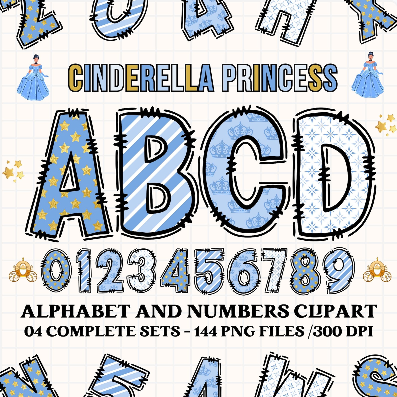 Cinderella Alphabet Clipart 300dpi Transparent PNG. Princess Clipart ...