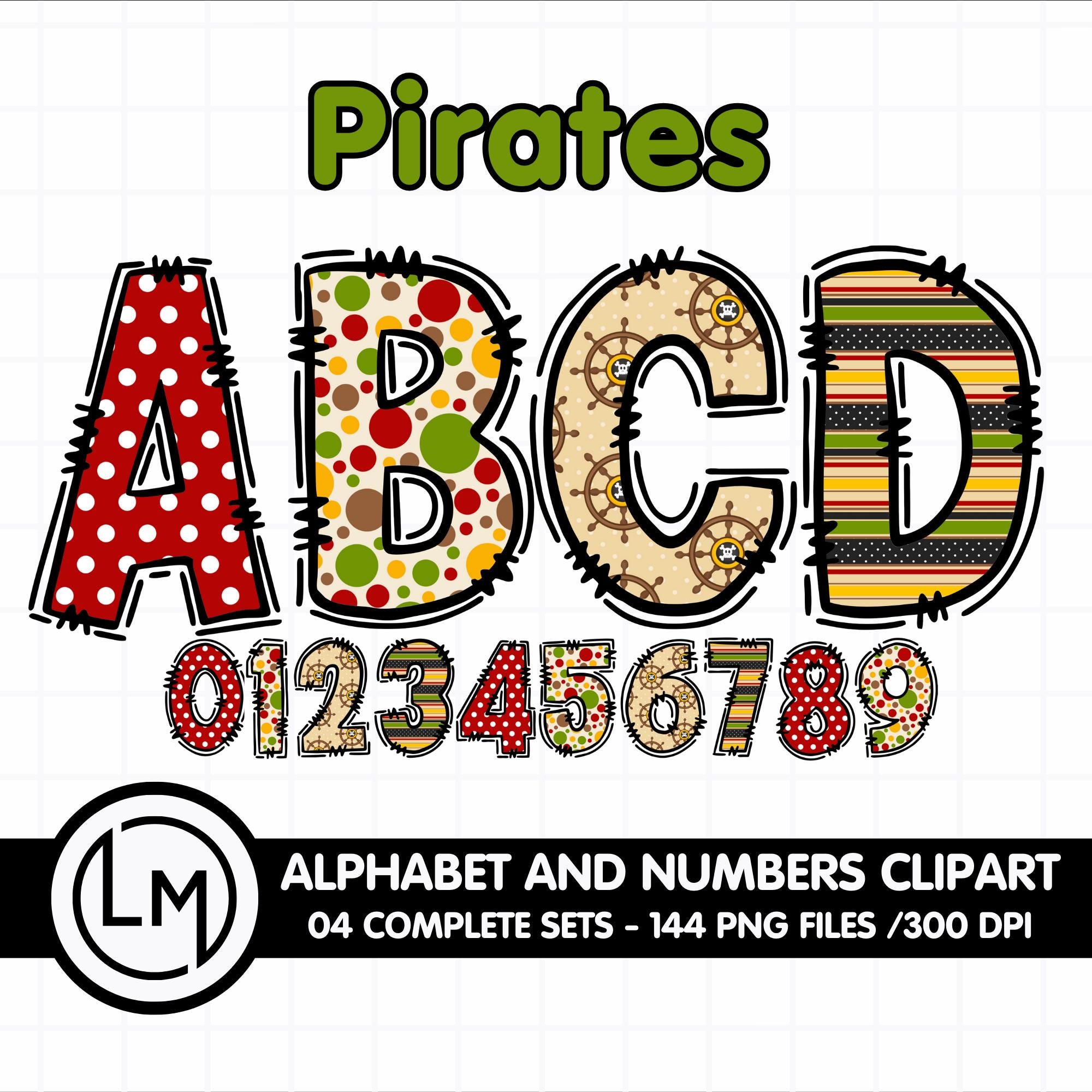Pirates Alphabet Clipart PNG. 4 Styles With Pirates Clipart. Pirates ...