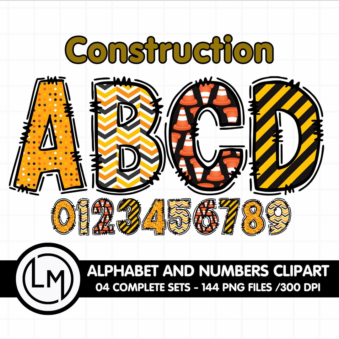 Construction Alphabet Clipart PNG. 4 Styles With Construction Cliparts ...