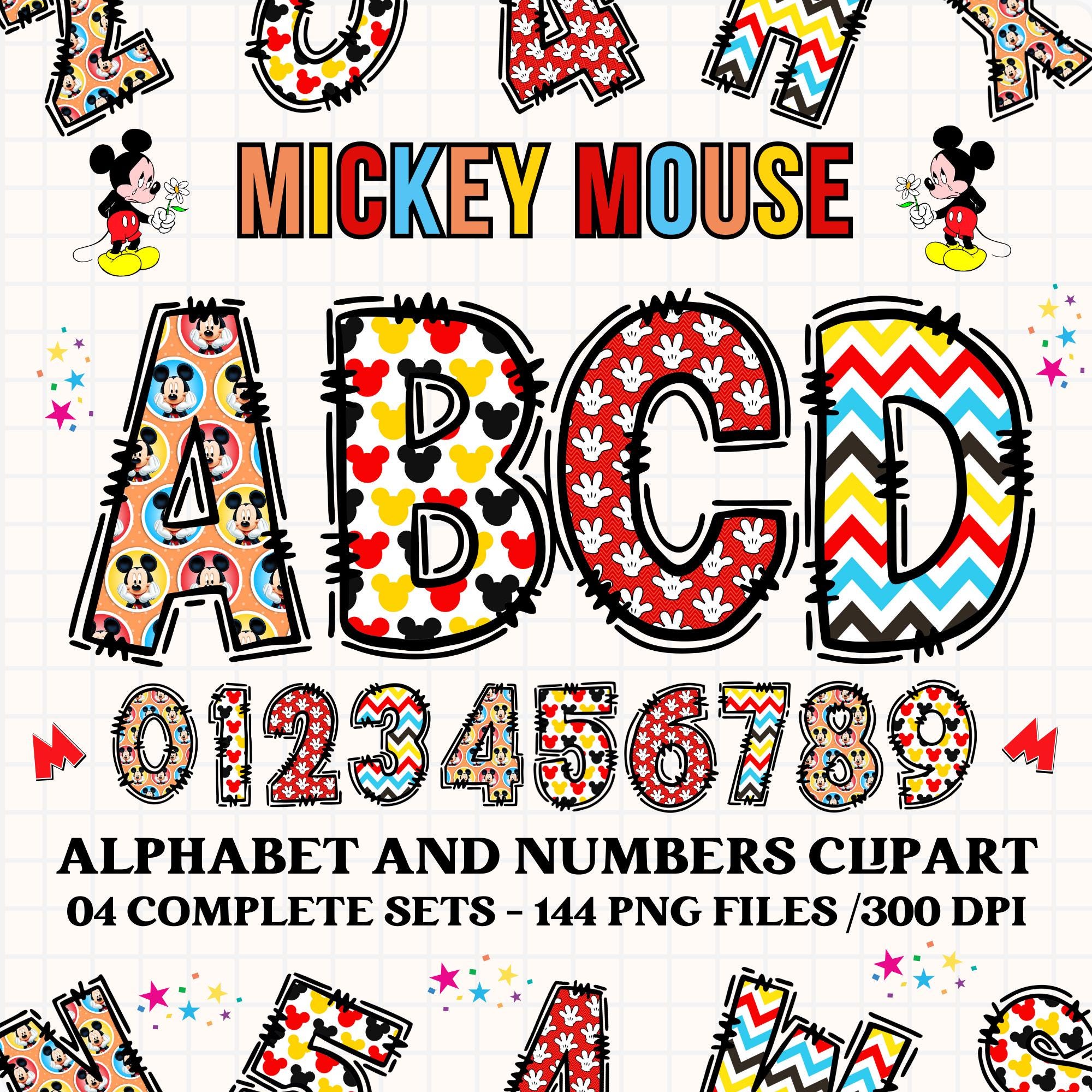 Mickey Mouse Alphabet Clipart 300dpi Transparent PNG. 4 Styles With ...