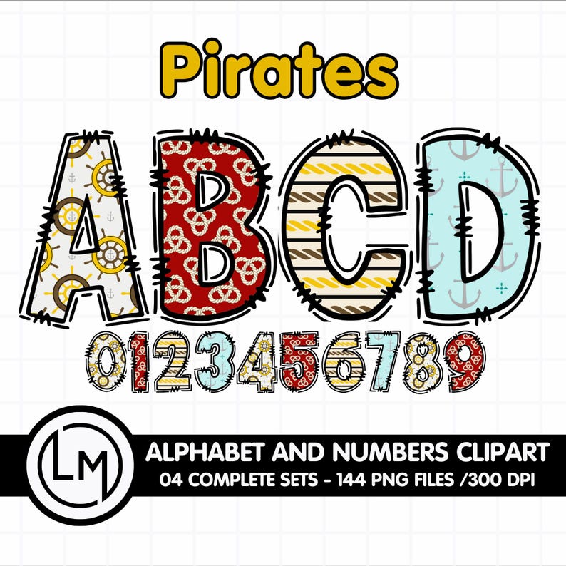 Pirates Alphabet Clipart PNG. 4 Styles With Pirates Clipart. Pirates ...