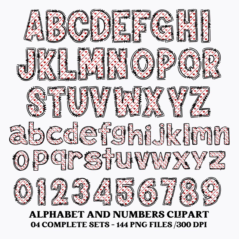 Valentines Day Alphabet Clipart PNG. 4 Styles With Valentine Day ...