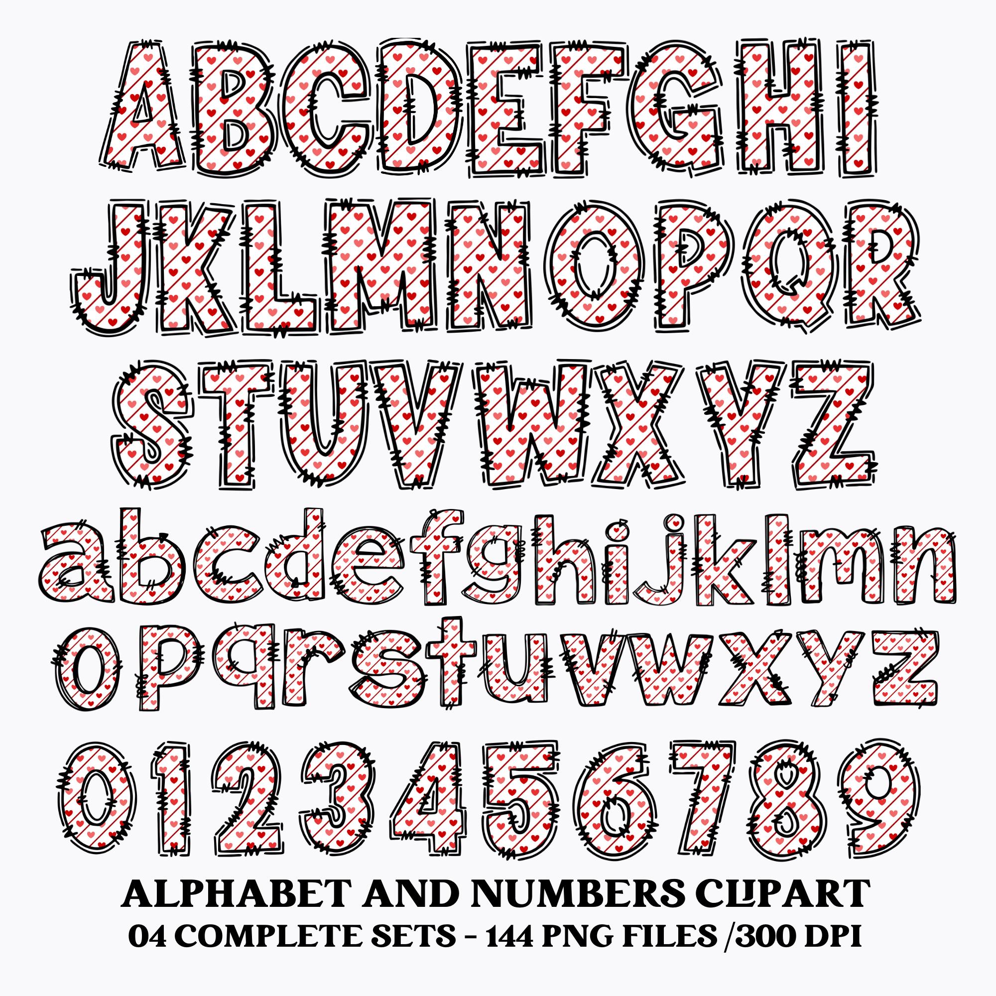 Valentines Day Alphabet Clipart PNG. 4 Styles With Valentine Day ...