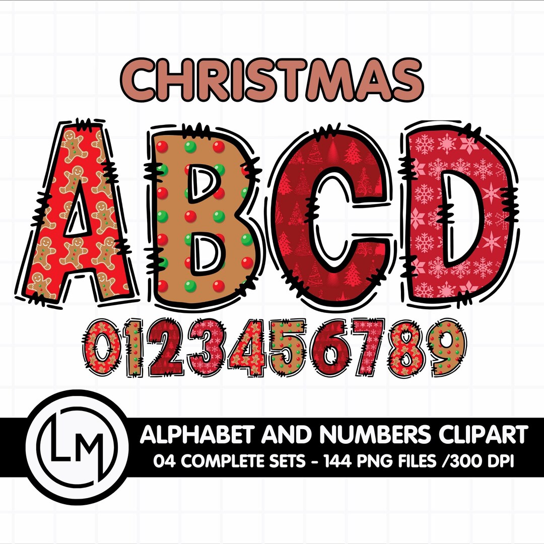 Christmas Alphabet Clipart Letters 300dpi Transparent PNG. 4 Styles ...