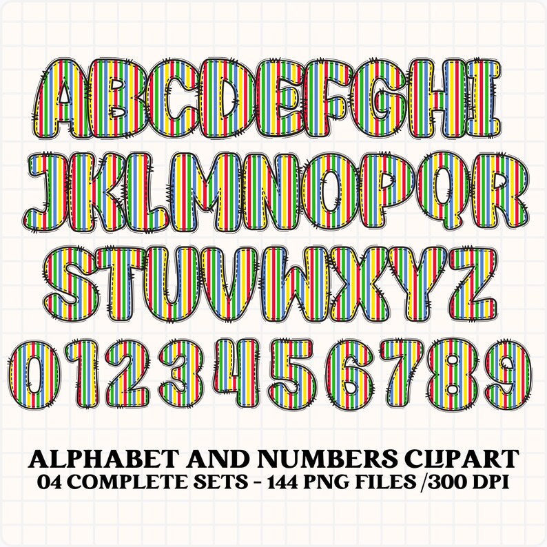 Back to School Alphabet Clipart PNG. 4 Styles With Back to School ...