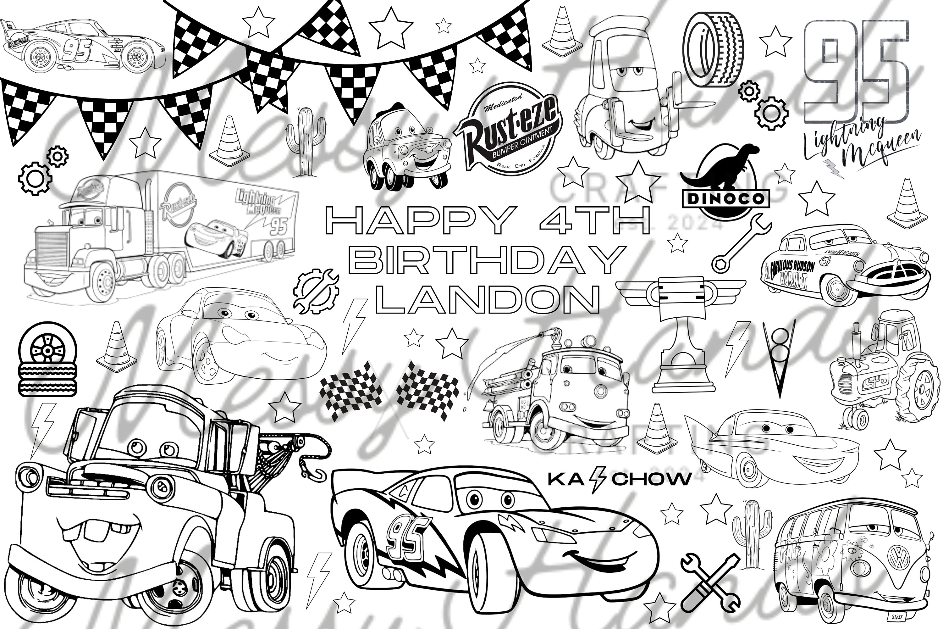 Large/jumbo Coloring Pages Red Racecar (24in X 36in) - Etsy