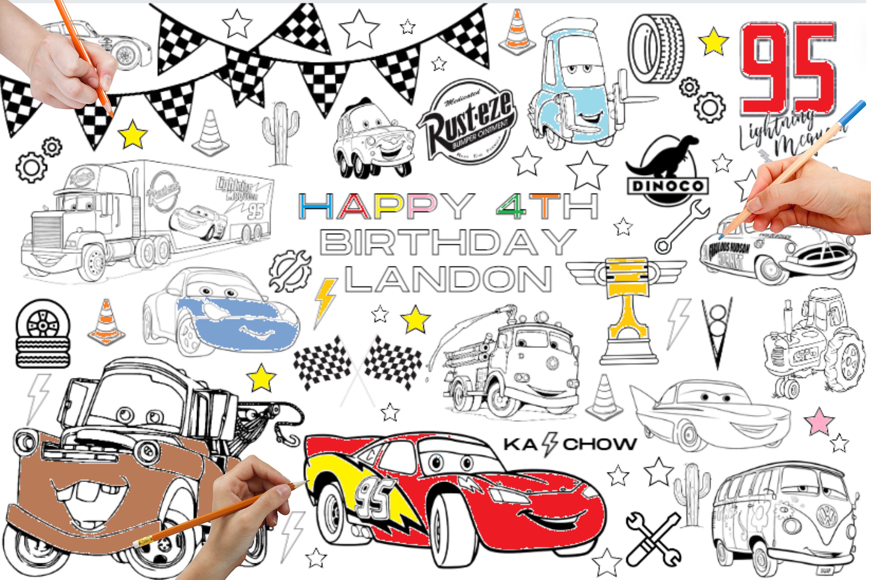 Large/jumbo Coloring Pages Red Racecar (24in X 36in) - Etsy