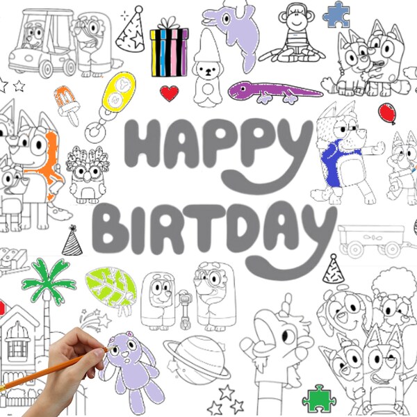 Bluey Large Coloring Page - Etsy
