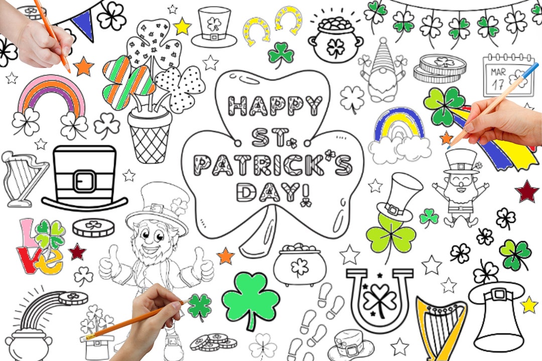 Large/jumbo Coloring Pages St. Patrick's Day (24in X 36in) - Etsy