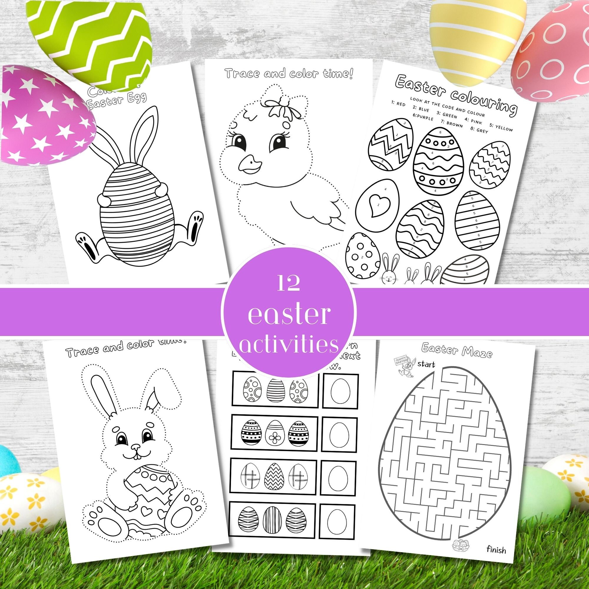 12 Easter Preschool Activities, Printable Activity Bundle, Coloring ...