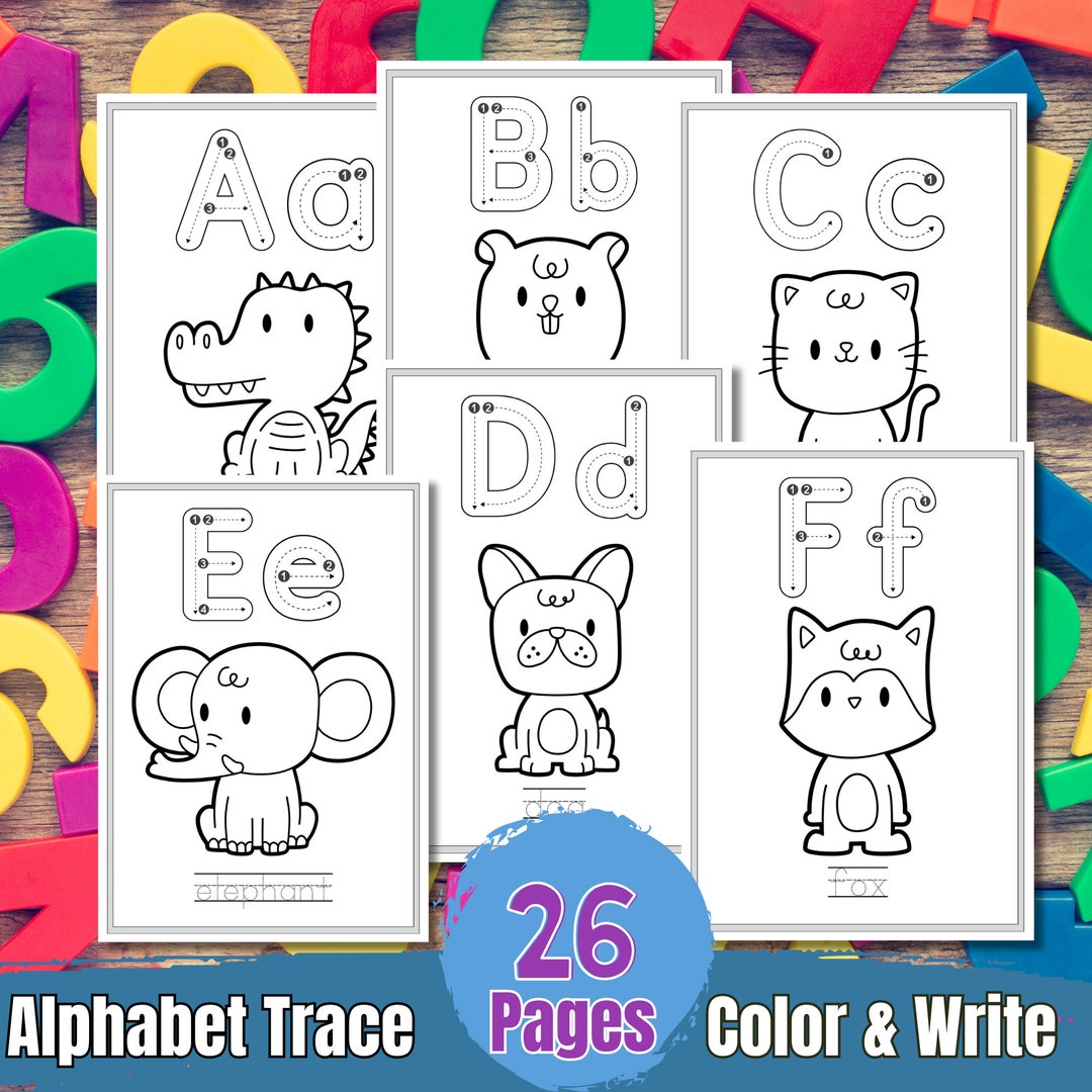 Alphabet Letter Tracing and Coloring Worksheets Printable Homeschool ...