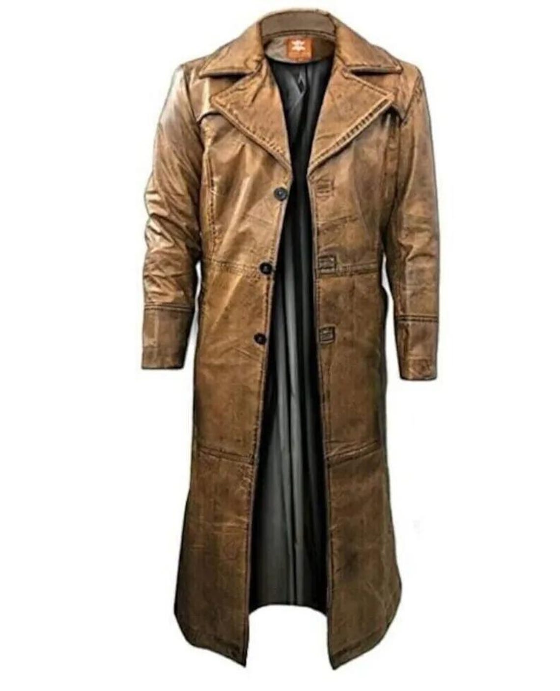 Men's Brown Long Coat-full Length Duster Coat-men's Biker Long Jacket ...