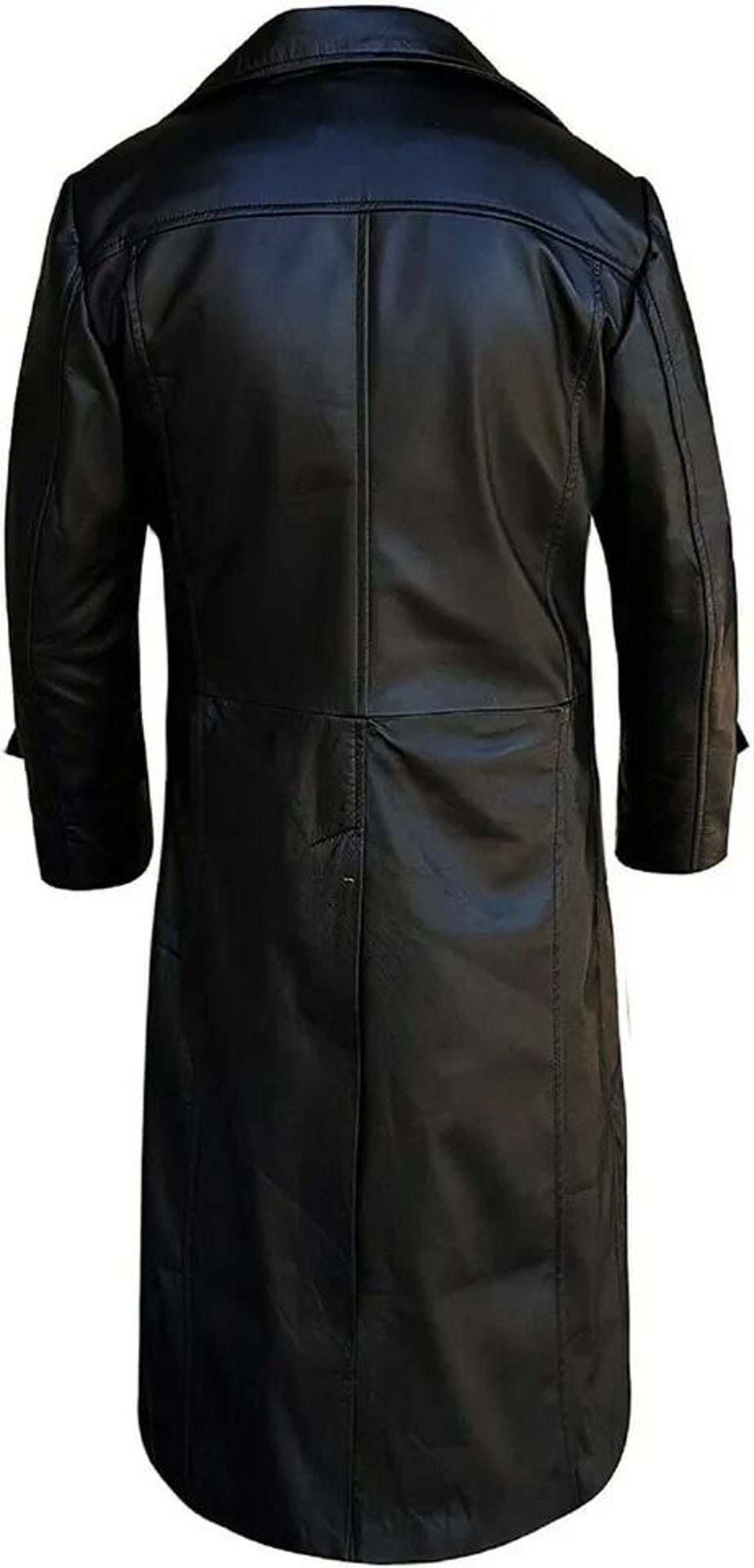 Men's Real Leather Long Winter Trench Coat-full Length Duster Black ...