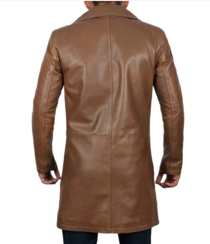 Men's Handmade Biker Brown Real Natural Leather Jacket-racing Trench ...