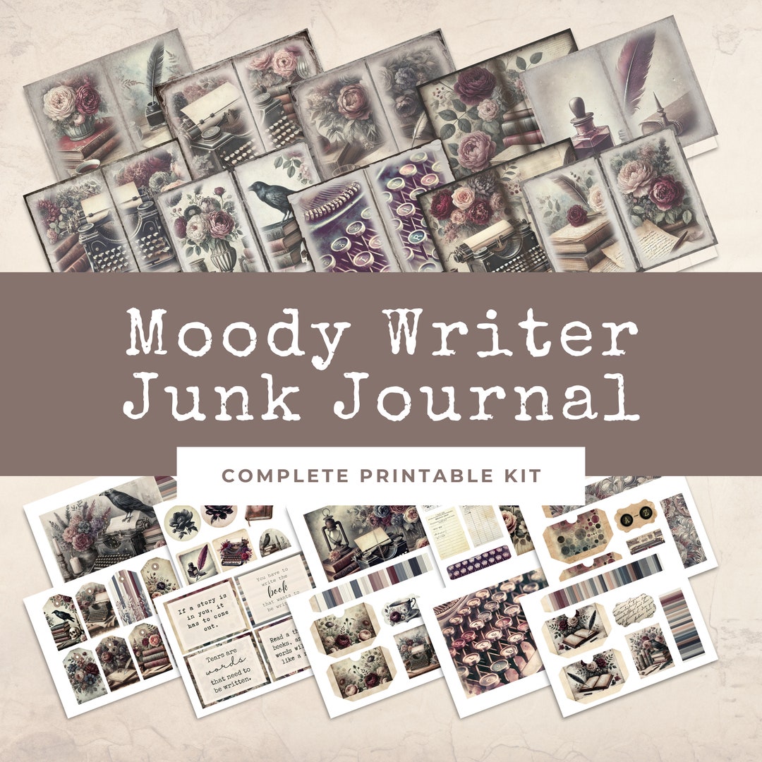 Moody Writer Junk Journal Kit | Junk Journal Printable | Writer Paper ...