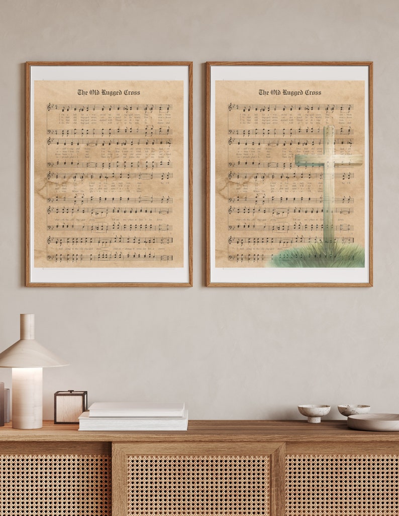 The Old Rugged Cross Printable Hymn Digital Download Hymnal Page Hymn Art Old Hymns Vintage Art ...