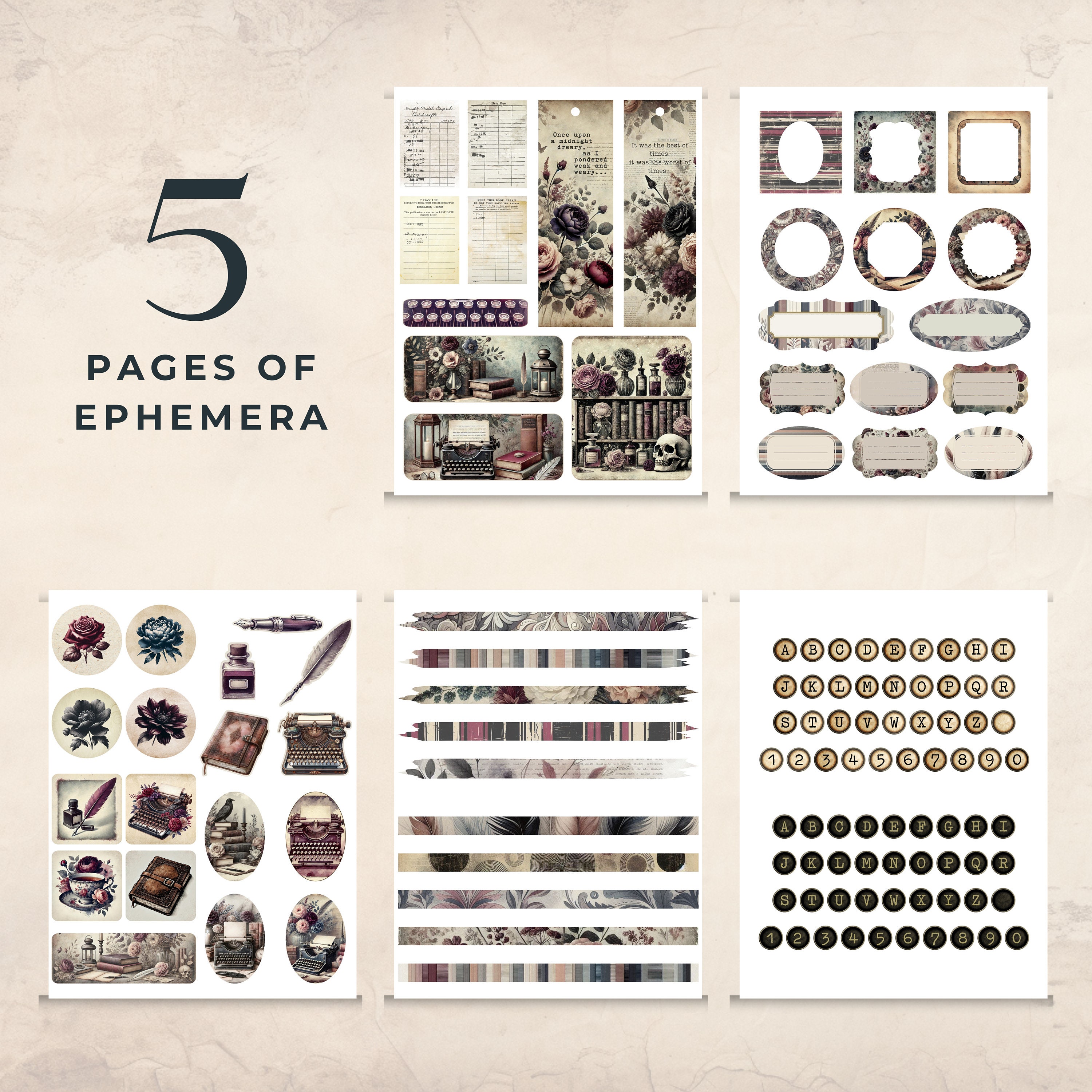 Moody Writer Junk Journal Kit | Junk Journal Printable | Writer Paper ...