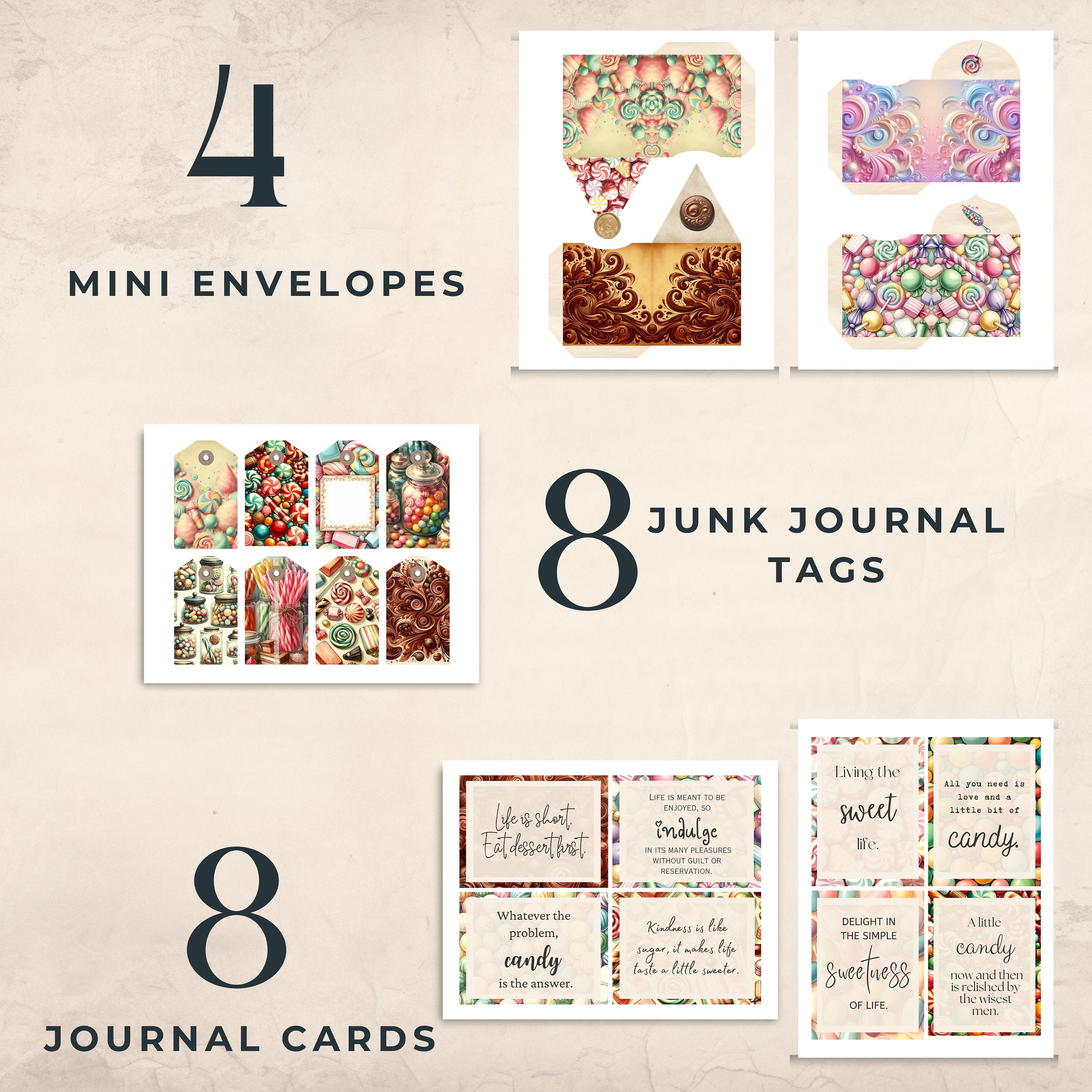 Candy Shoppe Junk Journal Kit | Junk Journal Printable | Collage Paper ...