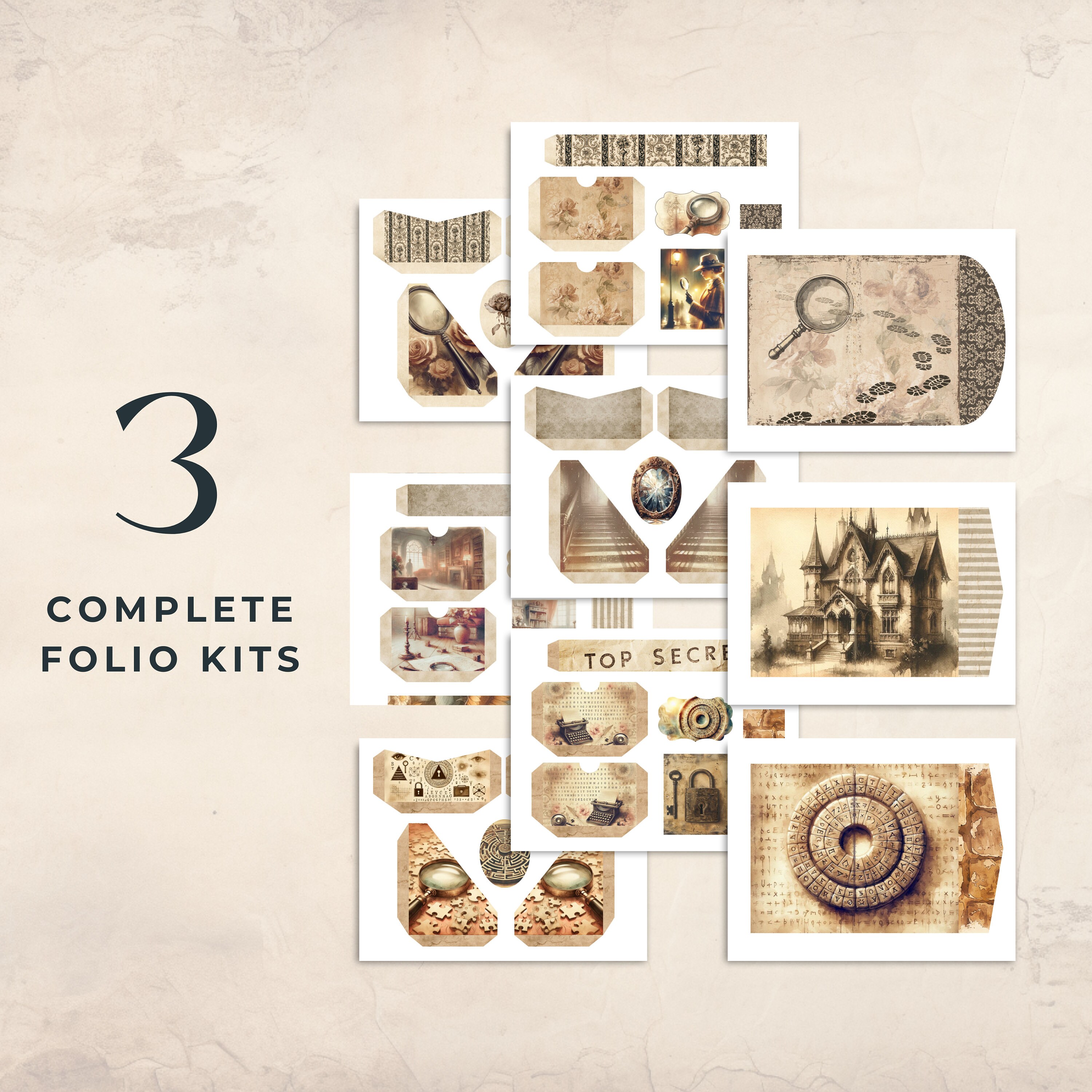 Vintage Mystery Junk Journal Kit | Junk Journal Printable | Detective ...