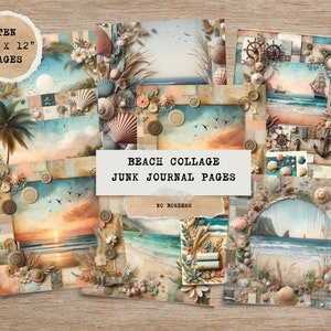 Beach Junk Journal Pages | Junk Journal Printable | Junk Journal Paper ...
