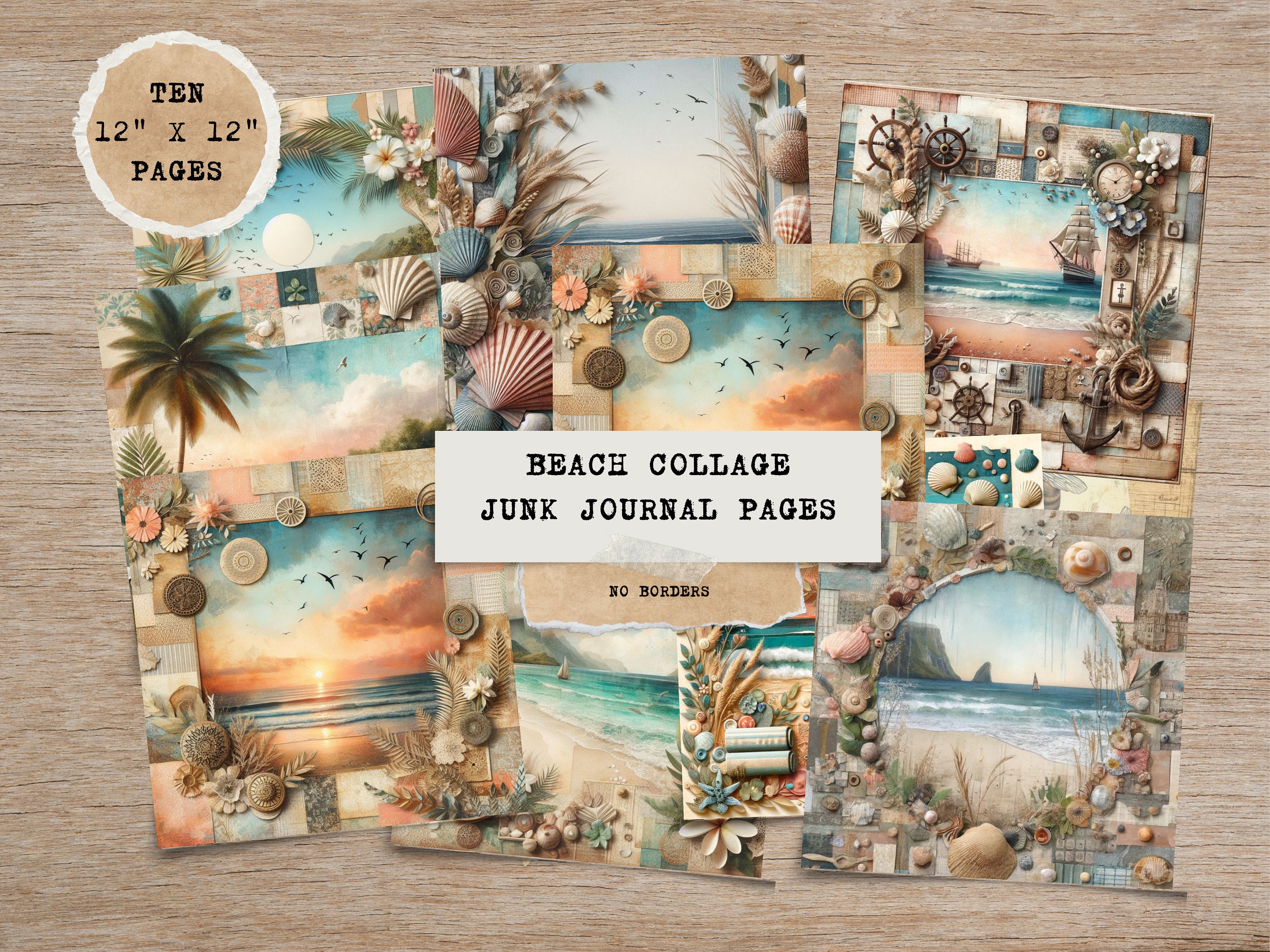 Beach Junk Journal Pages | Junk Journal Printable | Junk Journal Paper ...