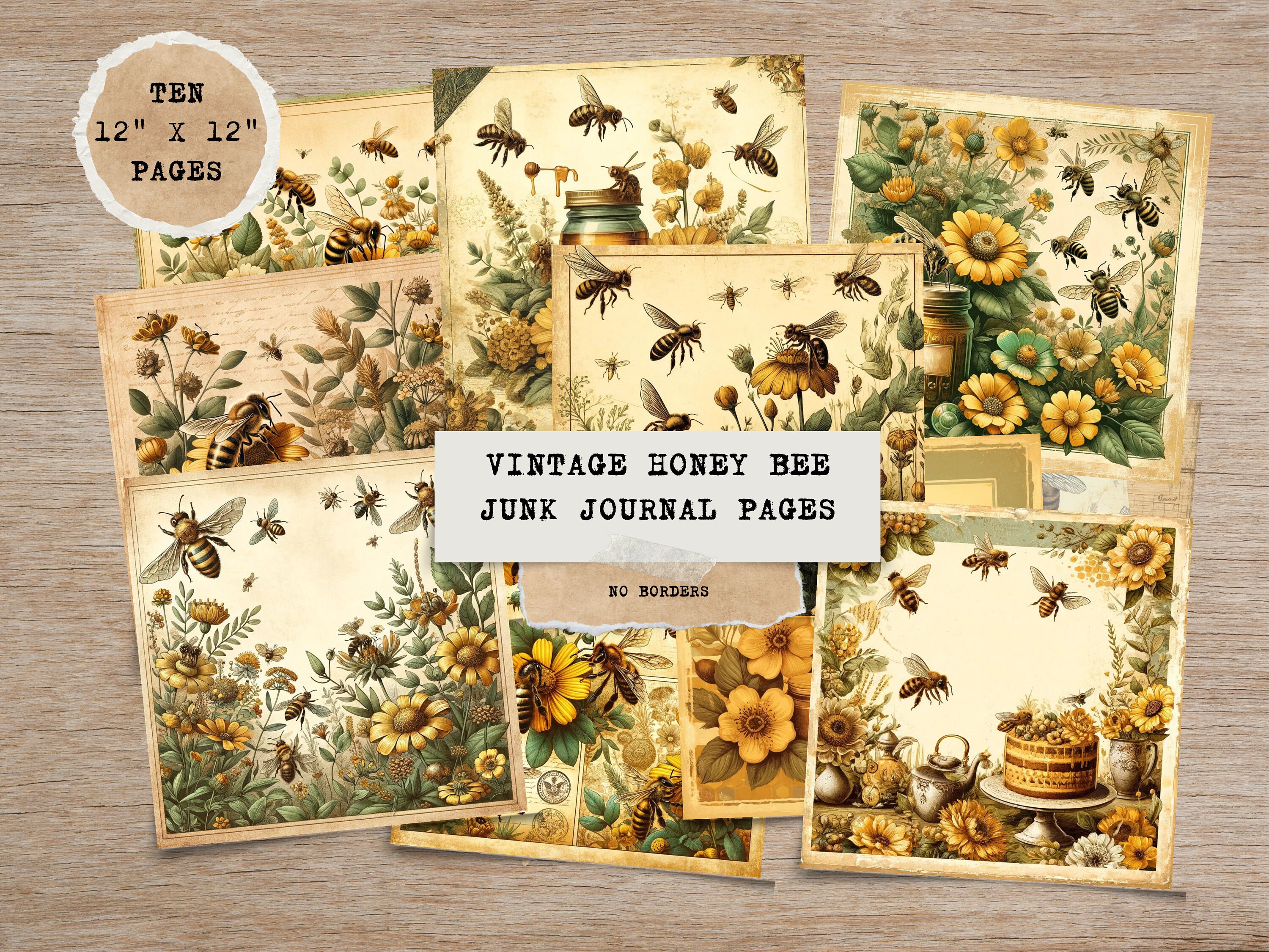 Vintage Honey Bees Junk Journal Pages | Junk Journal Printable | Junk ...